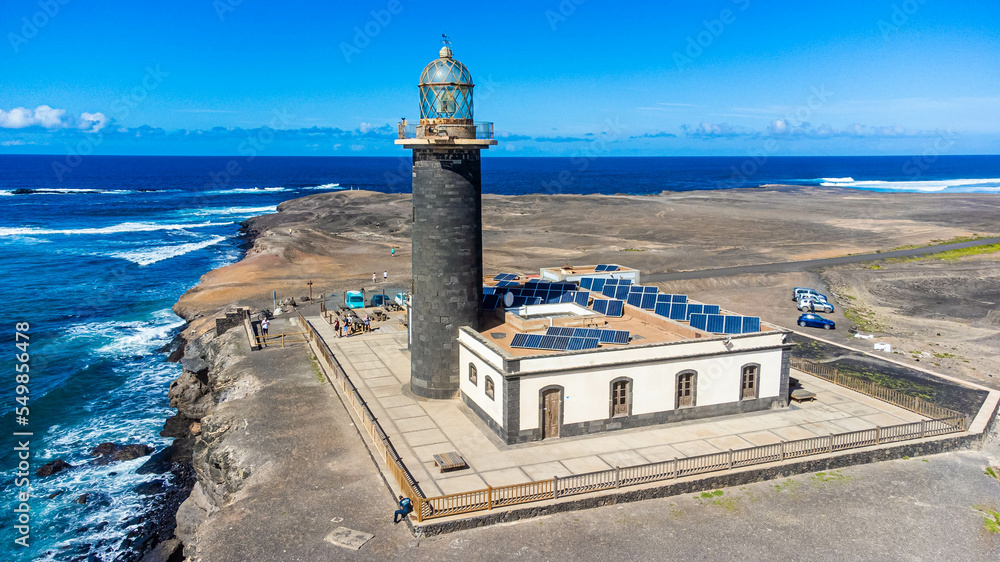 Lighthouse of Punta Jandia facing the Atlantic Ocean at the southermost ...