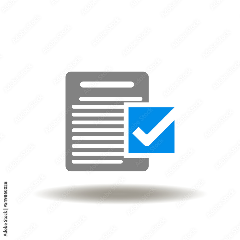 Vector illustration of list with check mark. Icon of compliance. Symbol ...