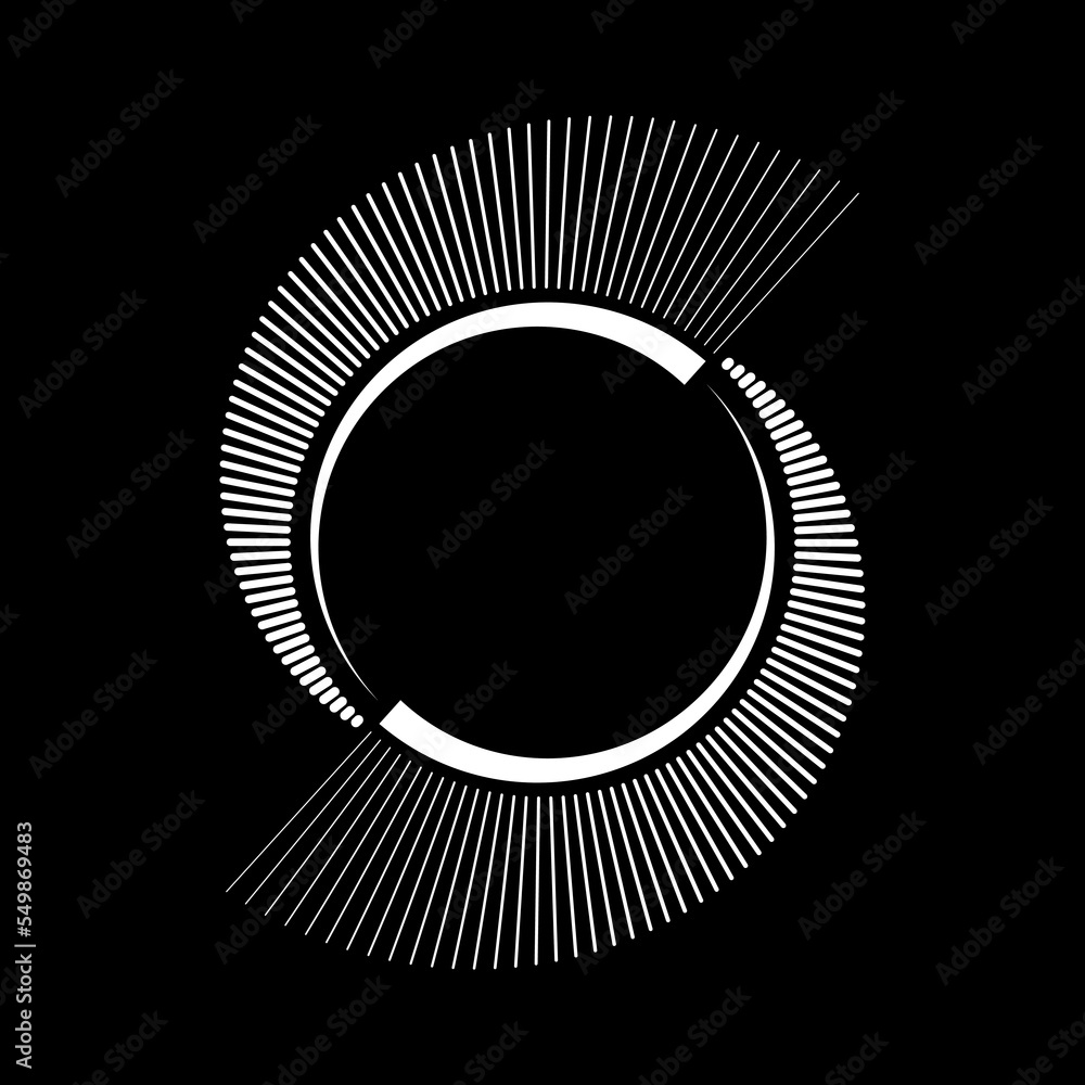 Abstract white rotated lines in circle form. Geometric art. Design ...