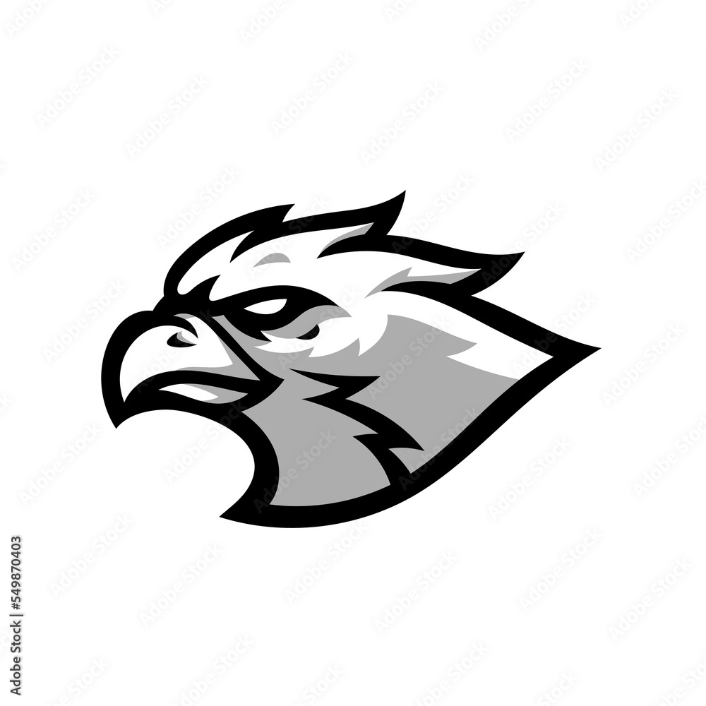 Black and white bird head mascot logo design. Falcon cartoon ...