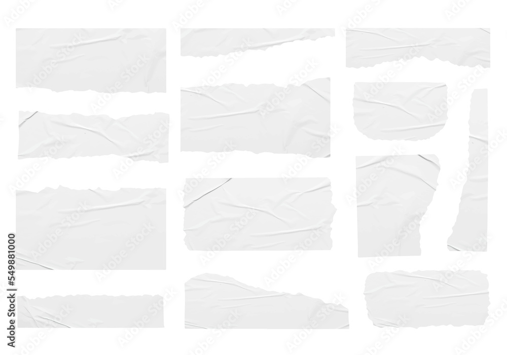 Set of Ripped white Stickers paper mock up blank banners tags labels ...