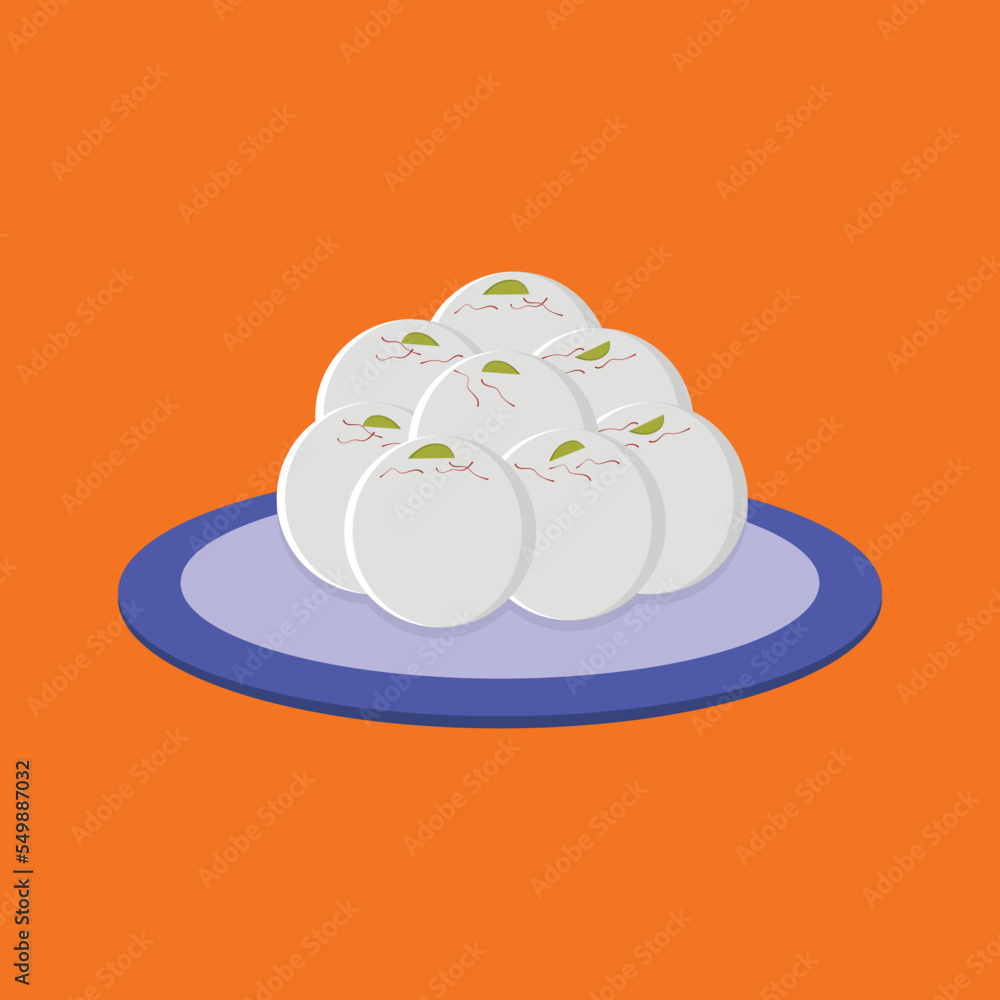 Indian traditional dessert sweet rasgulla vector illustration Stock ...