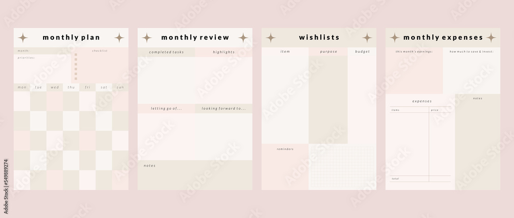 Printable Vector Planner and Notepad Template Collection with Pastel ...