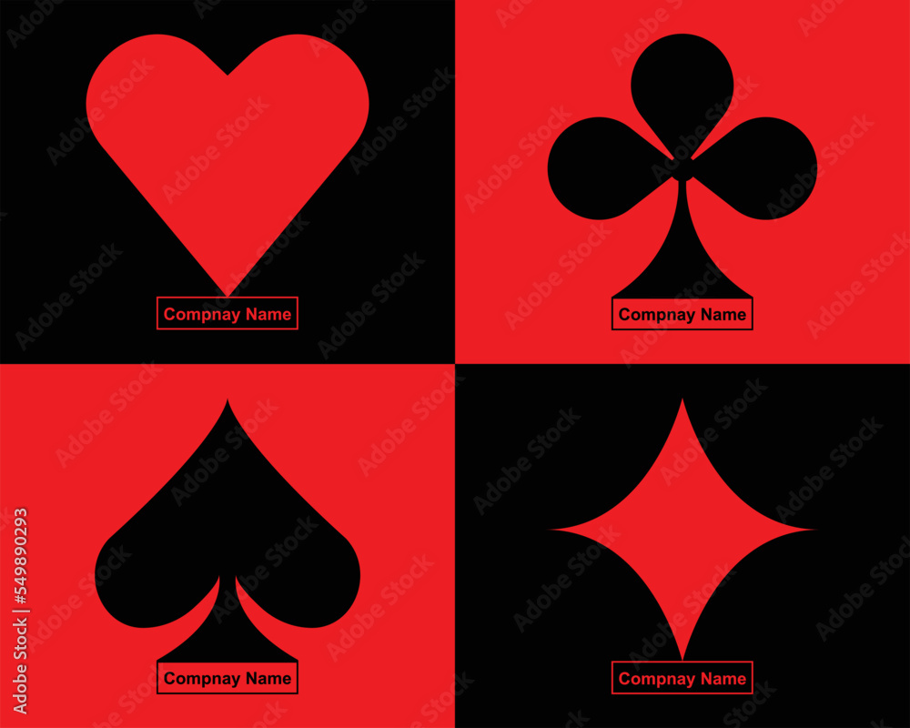 Vecteur Stock Playing card clubn, heart, spade and Diamond Logos ...