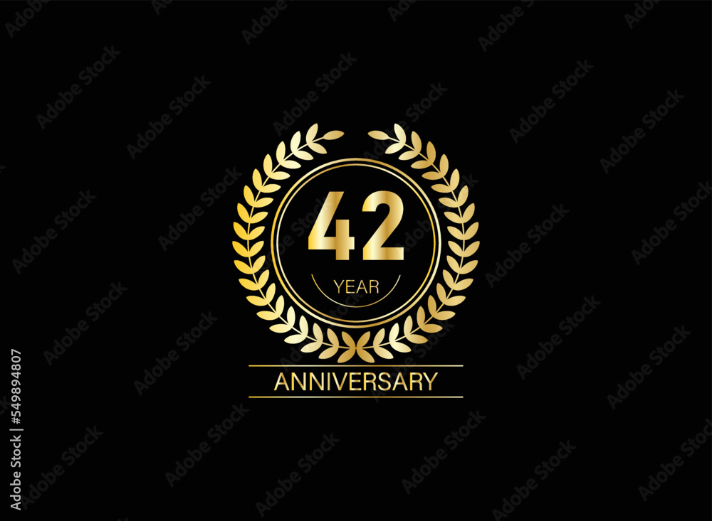 42 year anniversary celebration. Anniversary logo with ring and ...