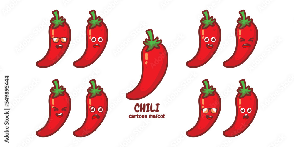 Cute, funny happy chili pepper. Vector hand drawn cartoon kawaii ...
