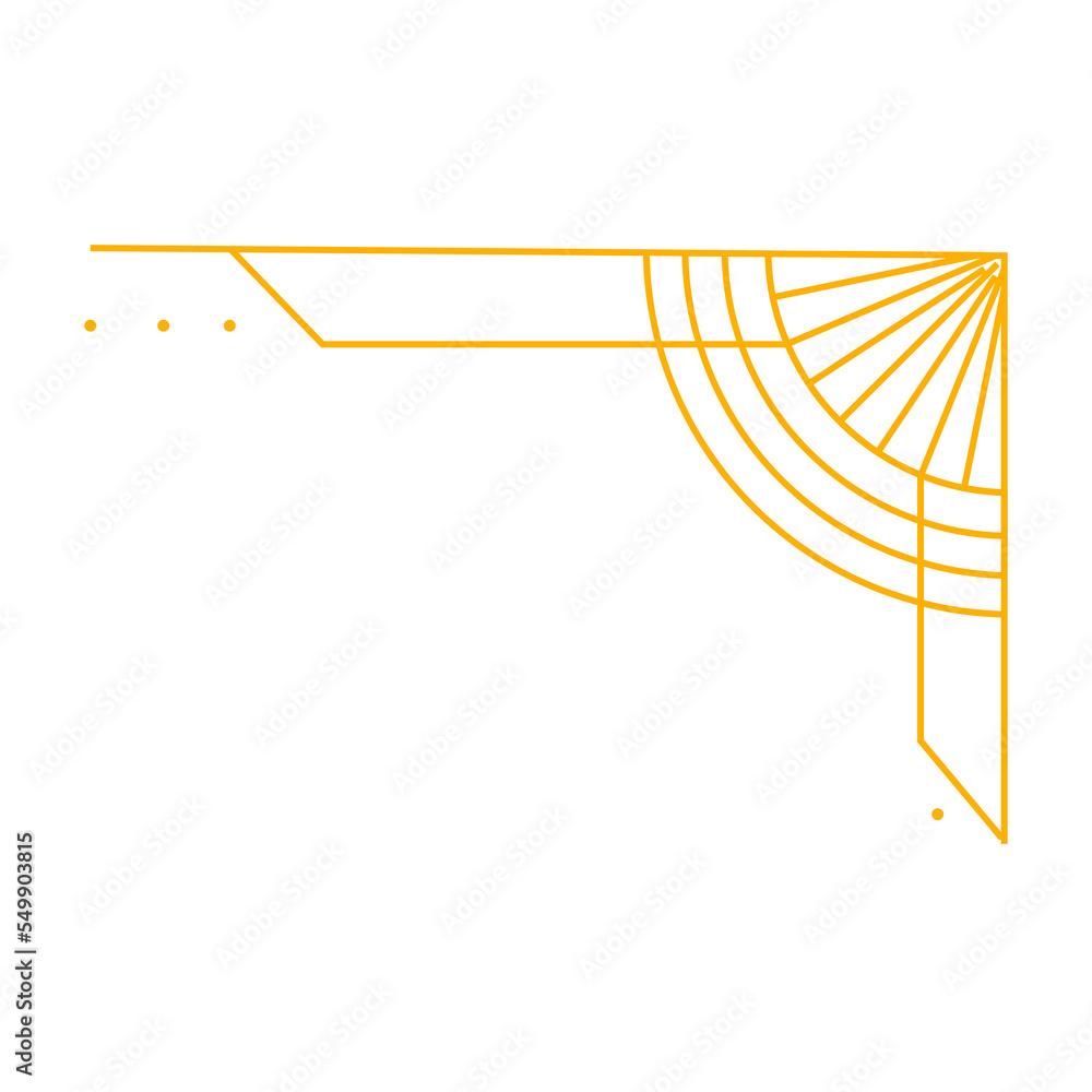 Corner Art deco outline stroke ornament in golden color for classy and ...
