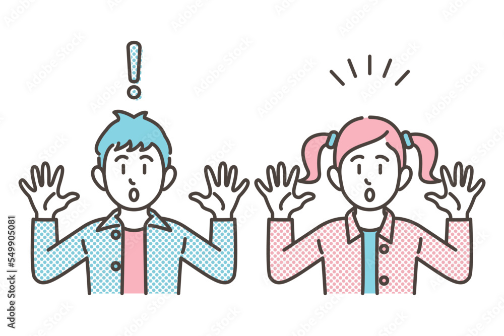 Vector illustration set of children (boy, girl) noticed or surprised ... Vector illustration set of children (boy, girl) noticed or surprised ...