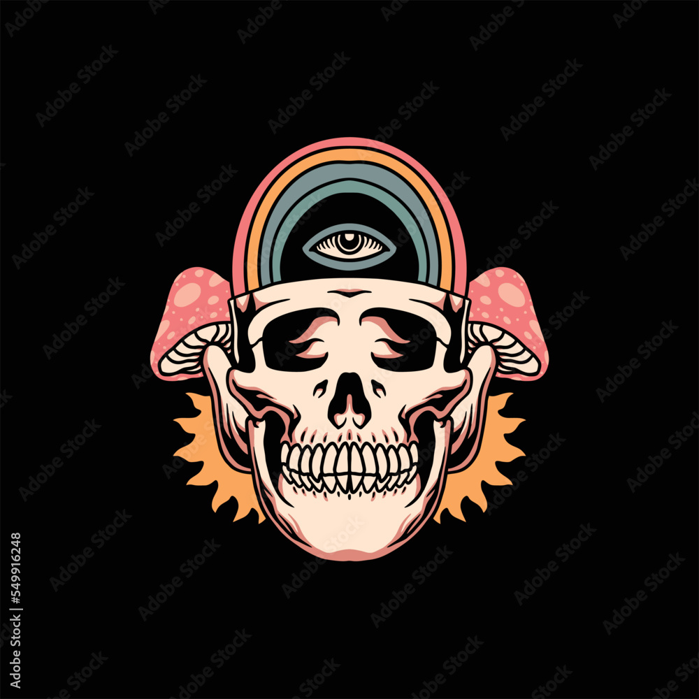 skull trippy illustration vector design Stock Vector | Adobe Stock