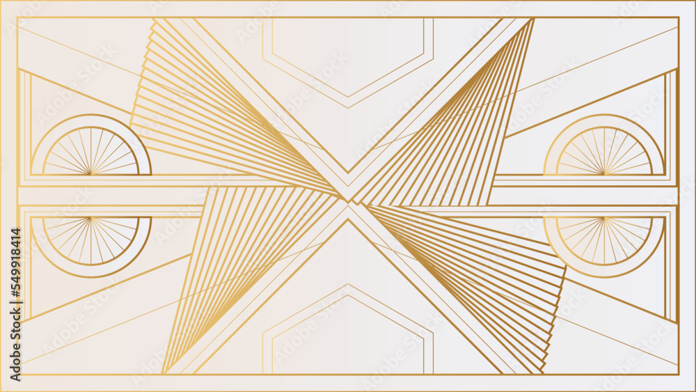 Art deco background with golden line on white background. Art deco ...