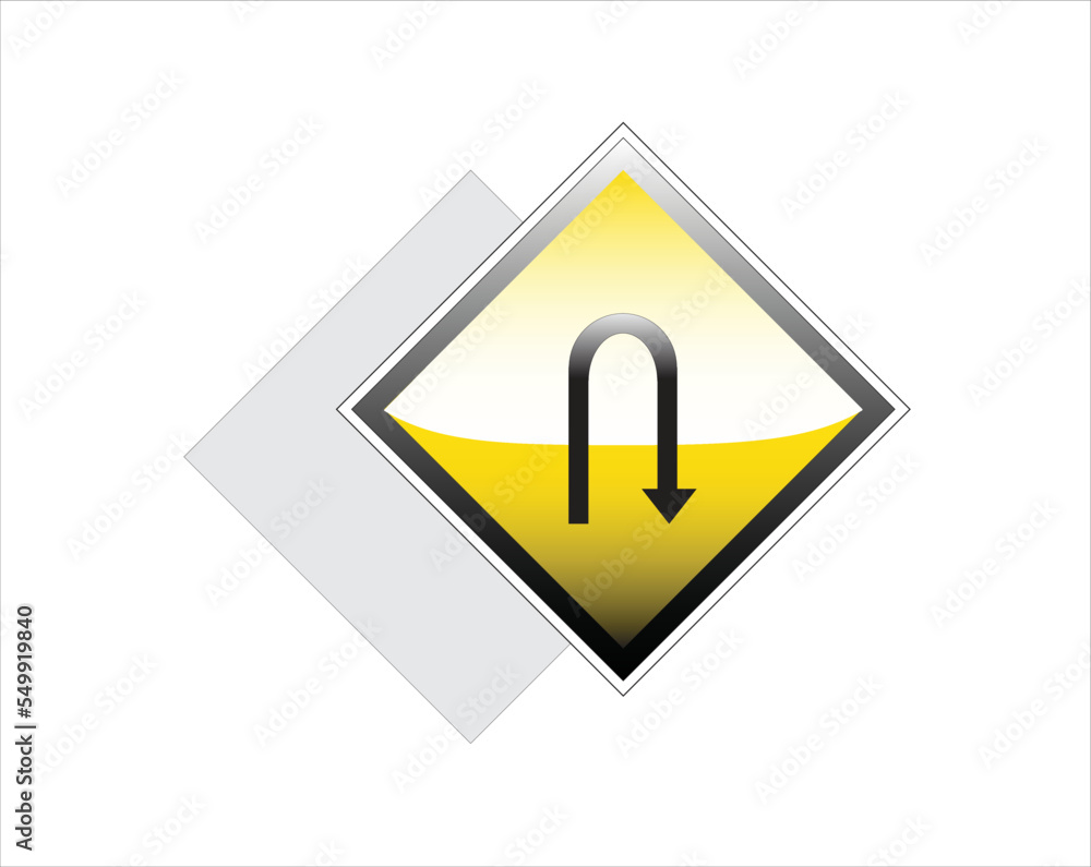 vector design of a traffic sign in the form of a black and yellow arrow ...