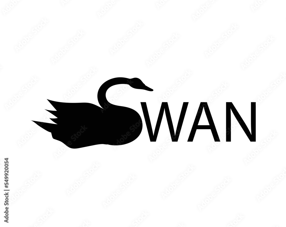 silhouette vector design of an animal word named SWAN where the letter ...