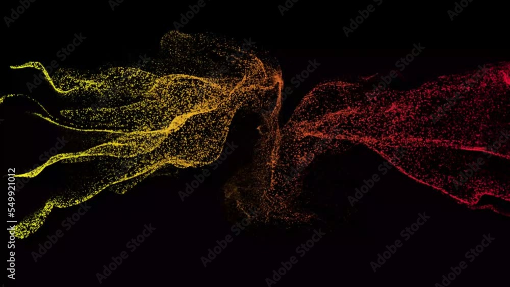Glow particles spread in camera like Ink effect. Emitter ball emit ...