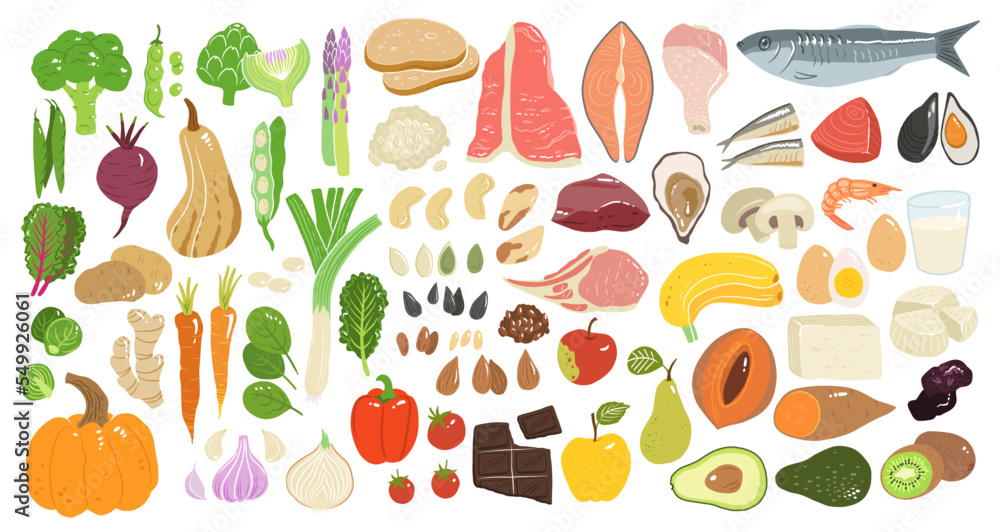 Collection of hand drawn food illustrations isolated on white ...