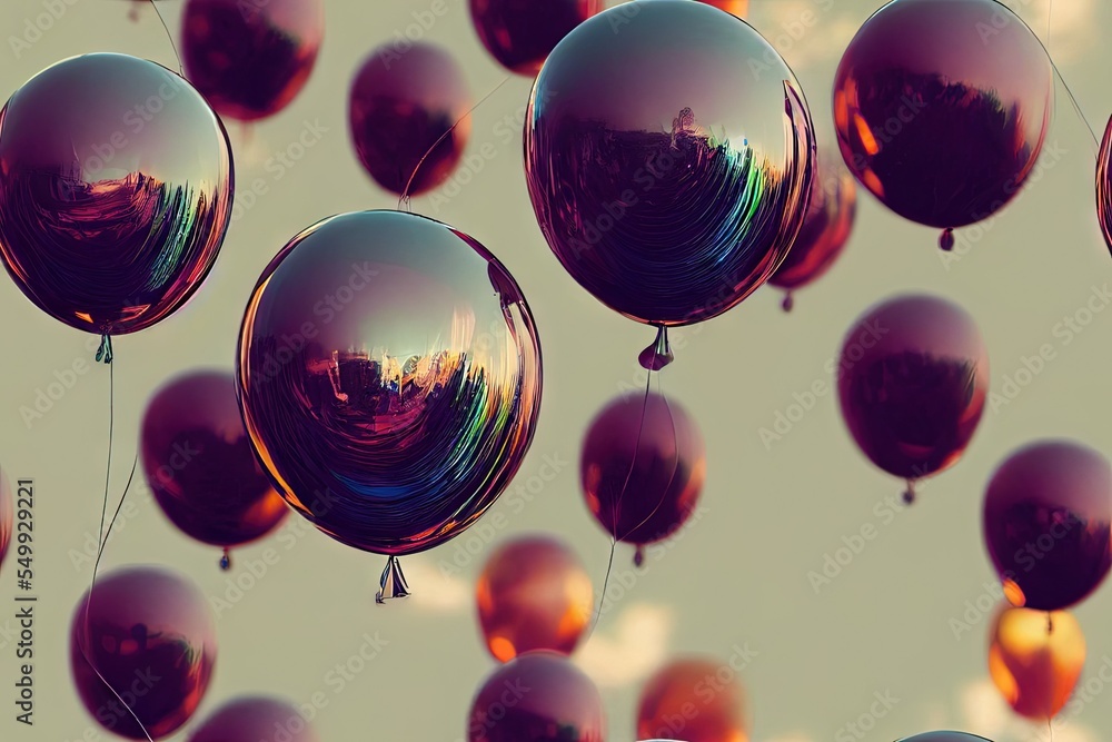 Iridescent Shiny Metallic Colorful Balloons Seamless Texture Pattern ...