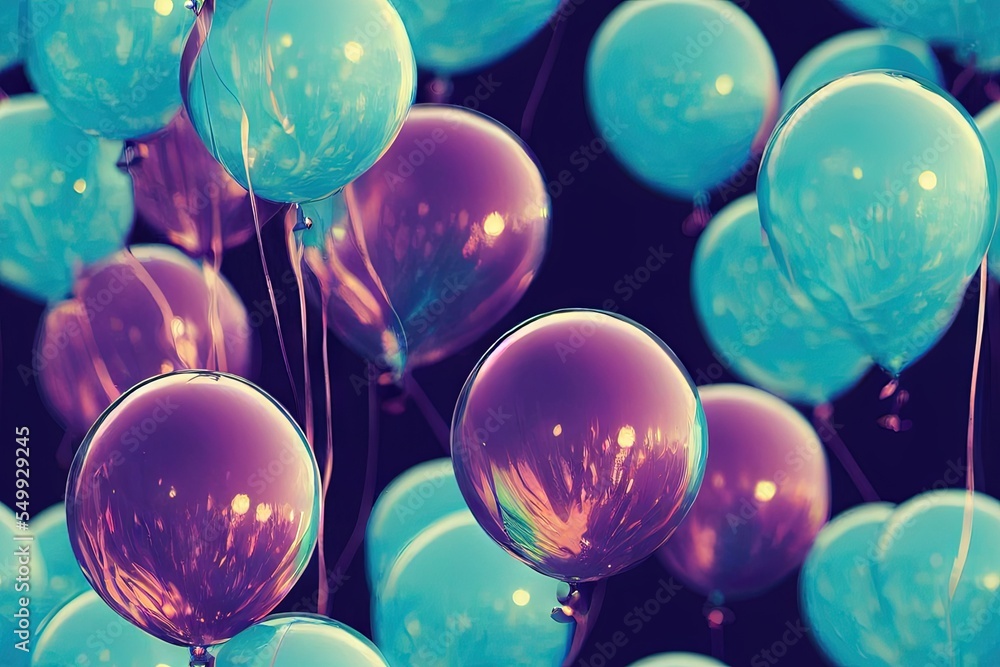 Iridescent Shiny Metallic Colorful Balloons Seamless Texture Pattern ...