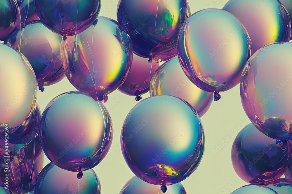 Iridescent Shiny Metallic Colorful Balloons Seamless Texture Pattern ...