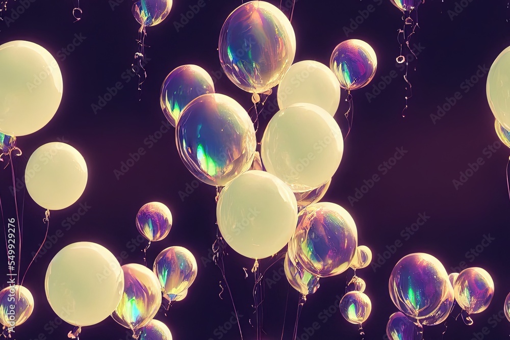 Iridescent Shiny Metallic Colorful Balloons Seamless Texture Pattern ...