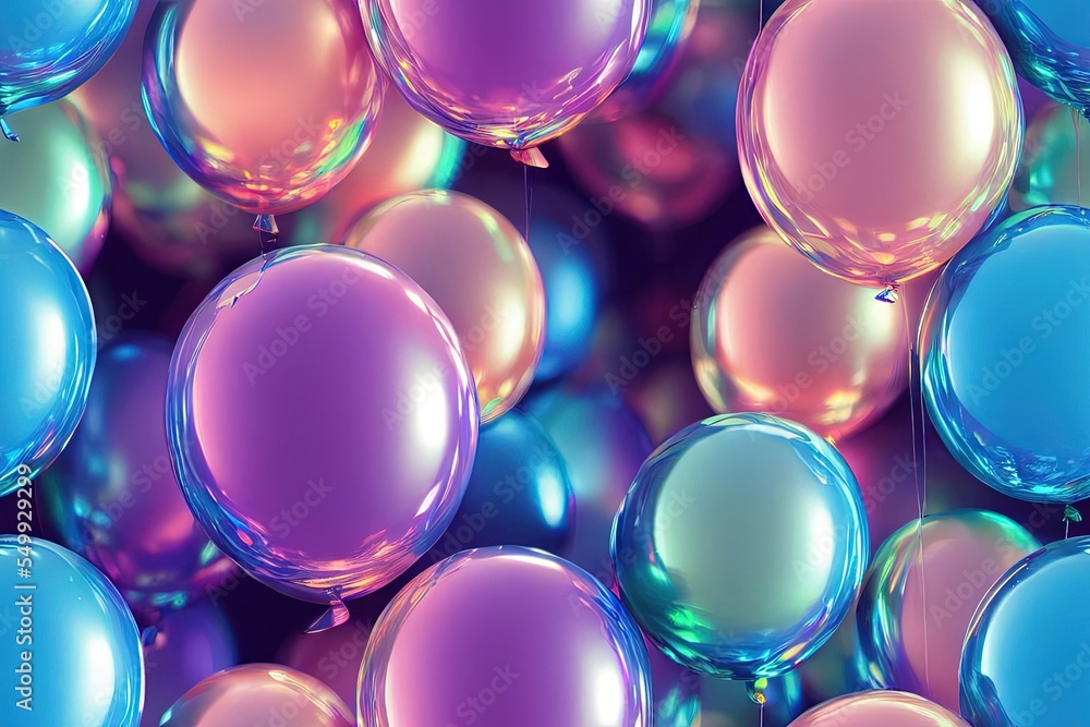 Iridescent Shiny Metallic Colorful Balloons Seamless Texture Pattern ...