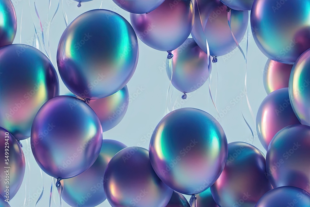 Iridescent Shiny Metallic Colorful Balloons Seamless Texture Pattern ...