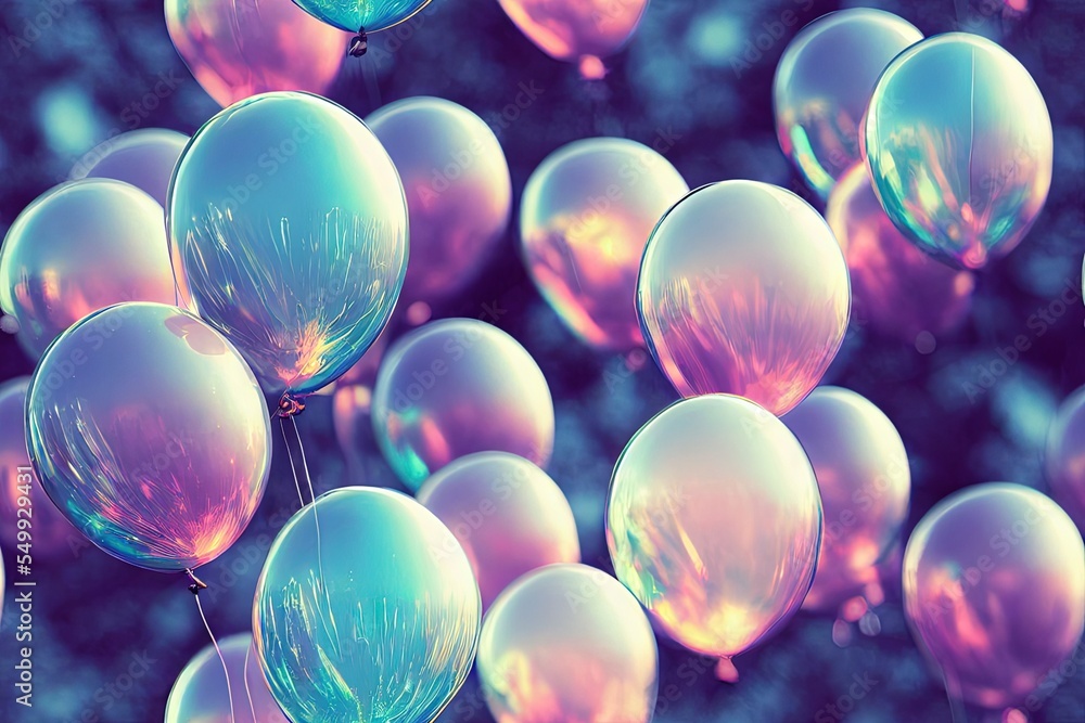 Iridescent Shiny Metallic Colorful Balloons Seamless Texture Pattern ...