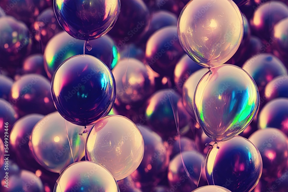 Iridescent Shiny Metallic Colorful Balloons Seamless Texture Pattern ...