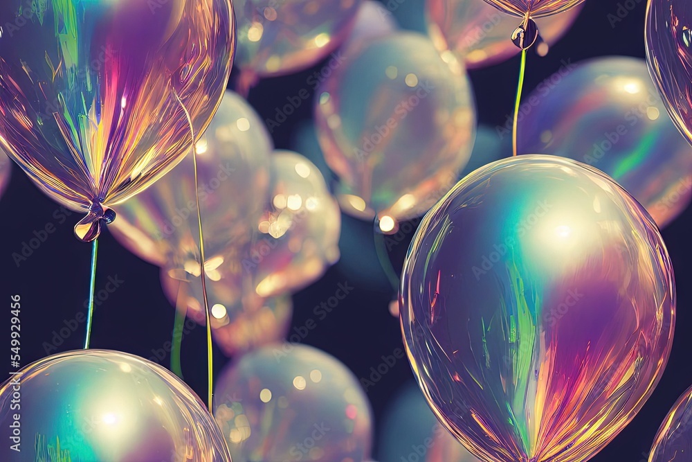 Iridescent Shiny Metallic Colorful Balloons Seamless Texture Pattern ...