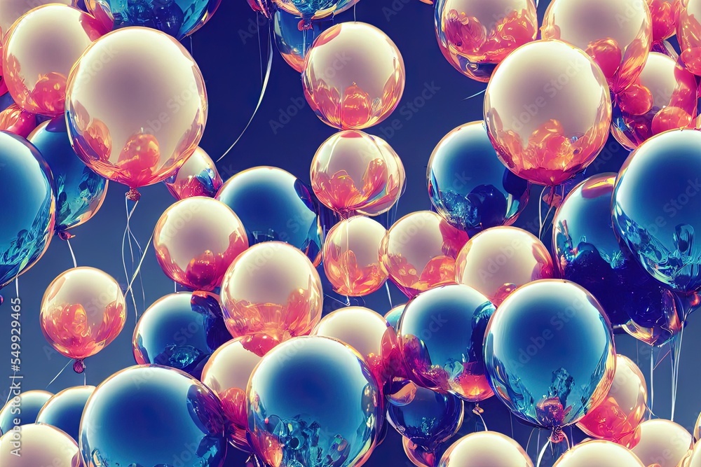 Iridescent Shiny Metallic Colorful Balloons Seamless Texture Pattern ...