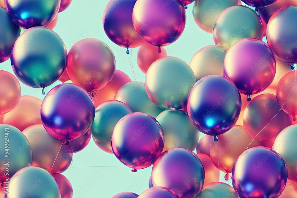 Iridescent Shiny Metallic Colorful Balloons Seamless Texture Pattern ...