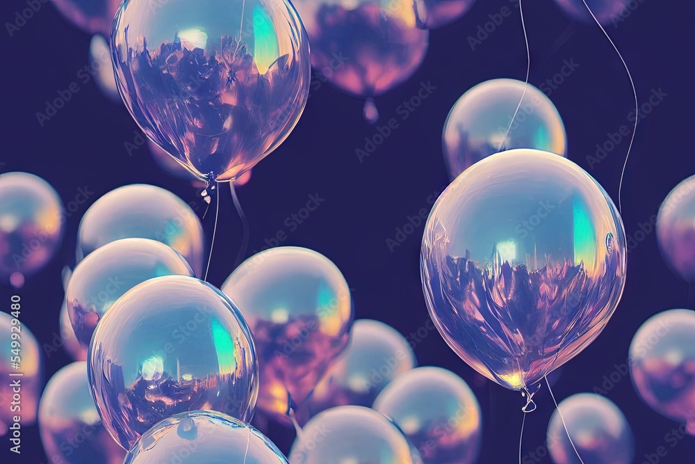 Iridescent Shiny Metallic Colorful Balloons Seamless Texture Pattern ...