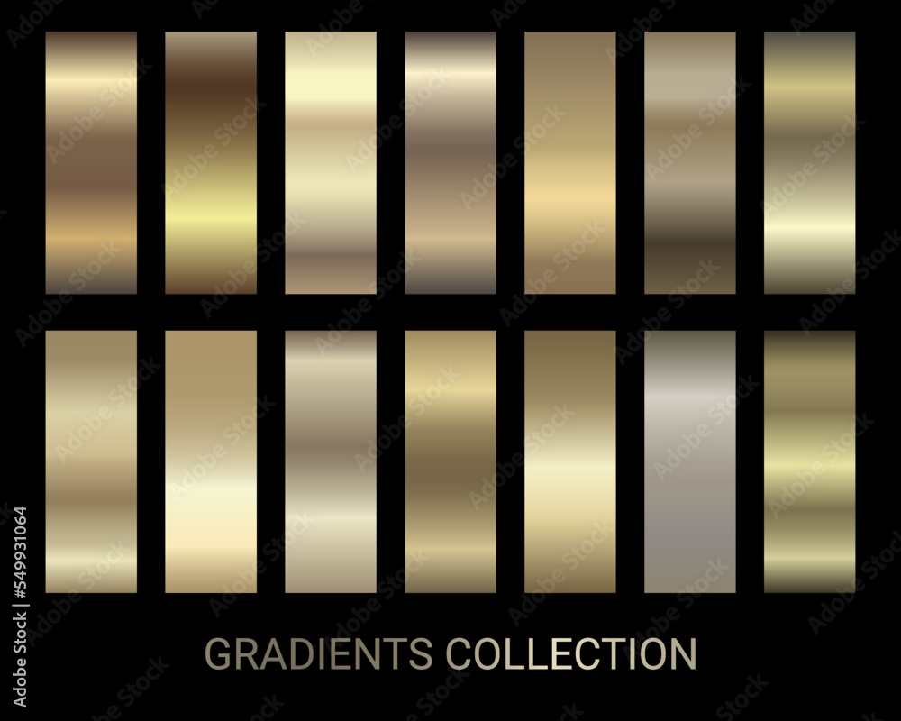 Gold color set gradients collection vector. Golden luxury vip gradients ...