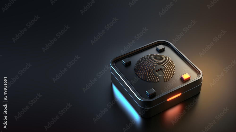 modern black fingerprint sensor, technology, data collection, hightech ...