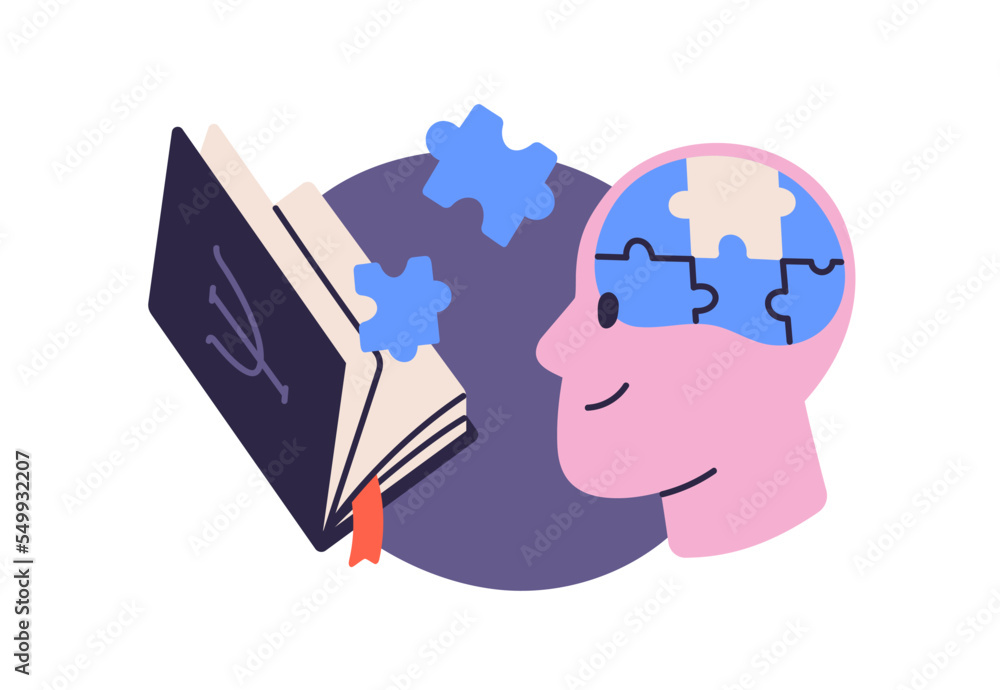 Student and psychology book. Psychological education, knowledge concept ...