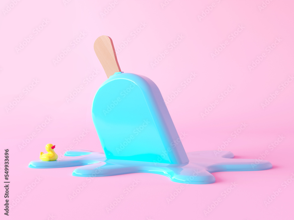Melted blue popsicle. Summer season, the concept of swimming, childhood ...