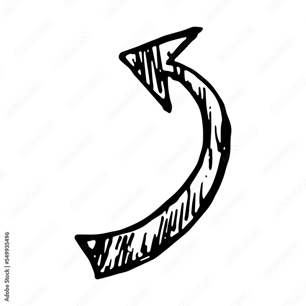 Hand drawn ink arrow illustration in sketch style. Business doodle ...