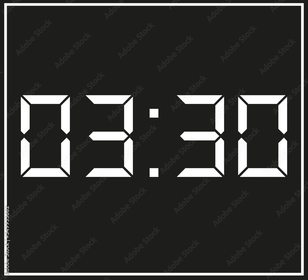 Vetor de 03:30 Digital clock showing time. Simple black and white ...