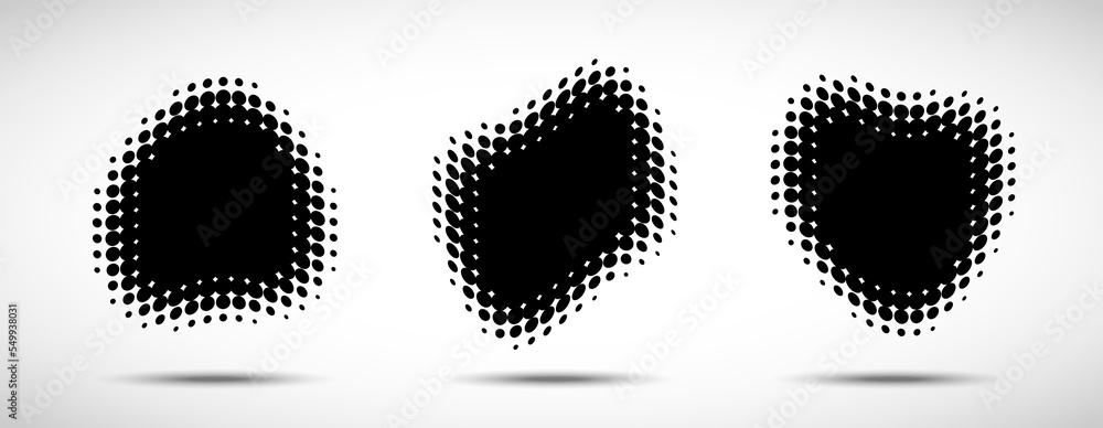 Set of halftone dots curved gradient pattern texture background. Curve ...