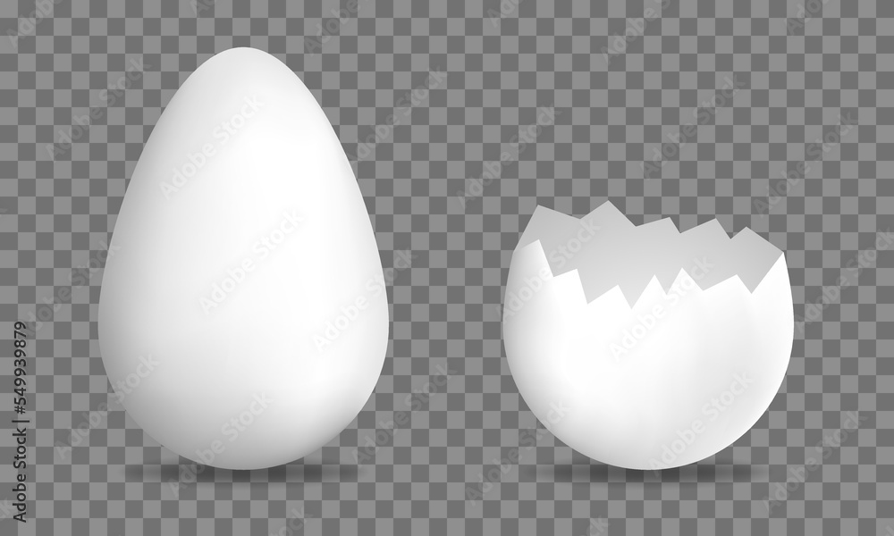 Realistic 3d eggs. Large egg and cracked egg. Vector illustration ...
