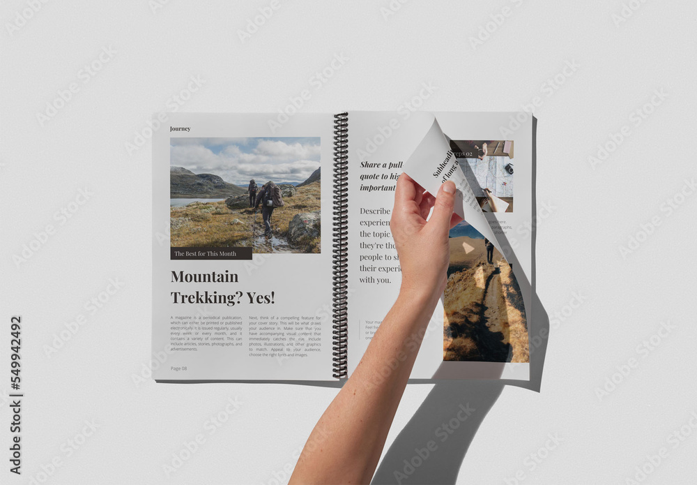 Turning Page of an Open A4 Coild Bound Document Mockup Stock Template ...