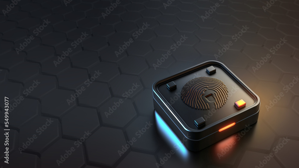 modern black fingerprint sensor, technology, data collection, hightech ...
