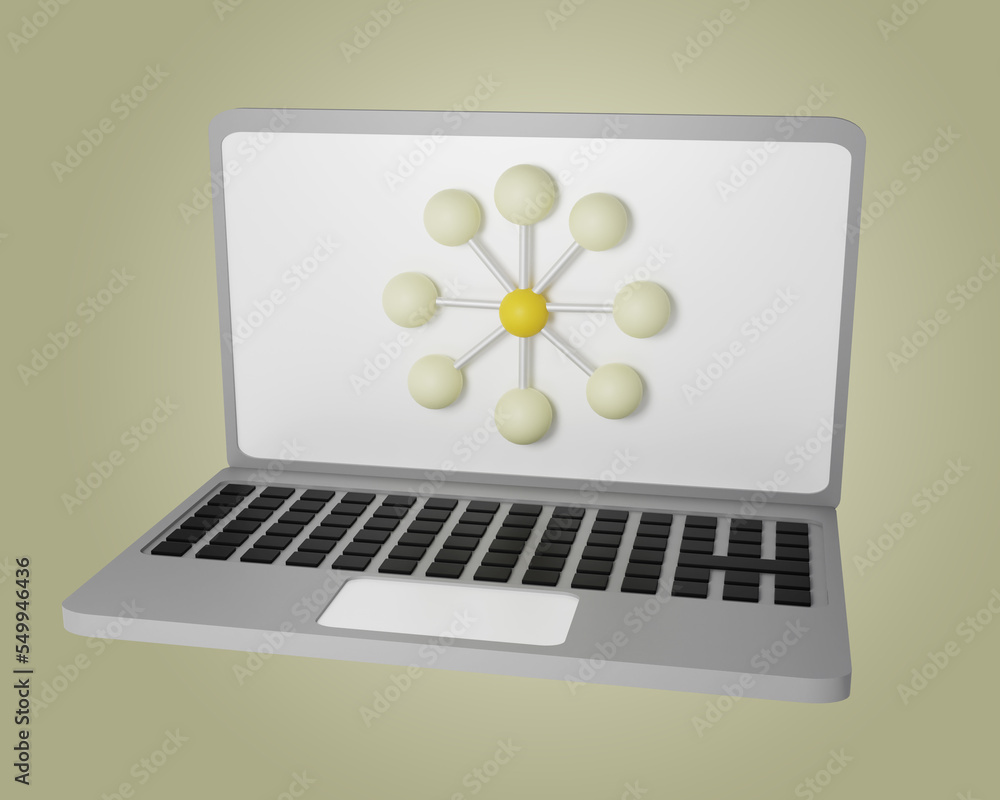 Star Topology on a Laptop Icon 3D Render,3d Rendering Stock ...
