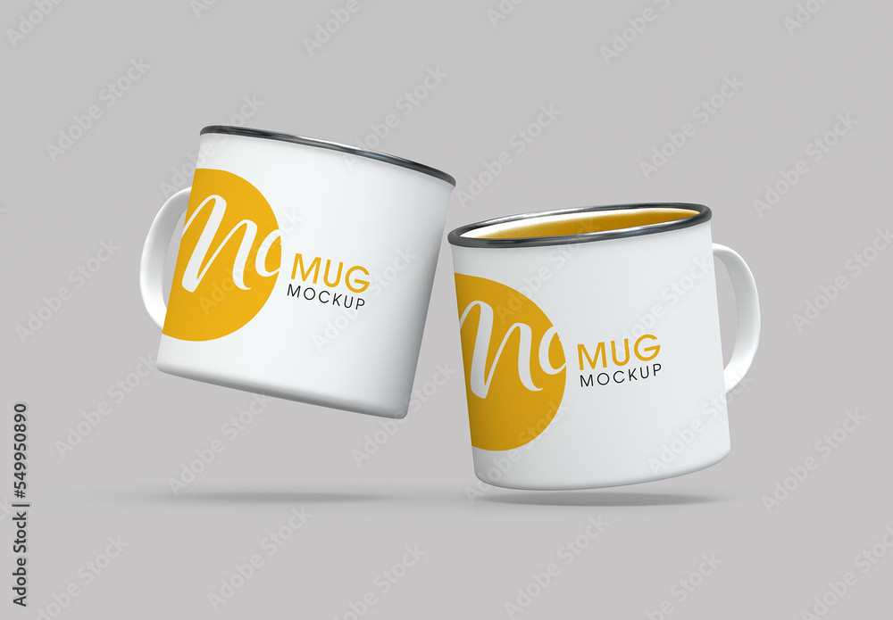 Two Floating Mugs Mockup Stock Template | Adobe Stock