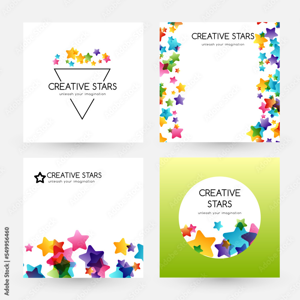 Creative kids vector cards with colorful stars Stock Vector | Adobe Stock