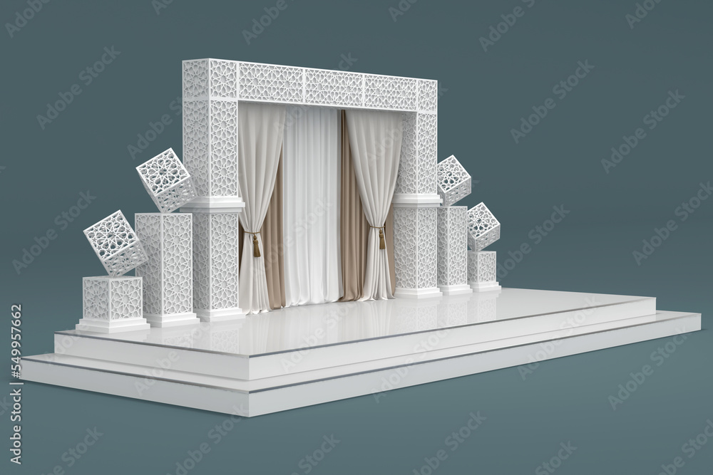 3d illustration stage backdrop photo wall of fame blank logo company ...