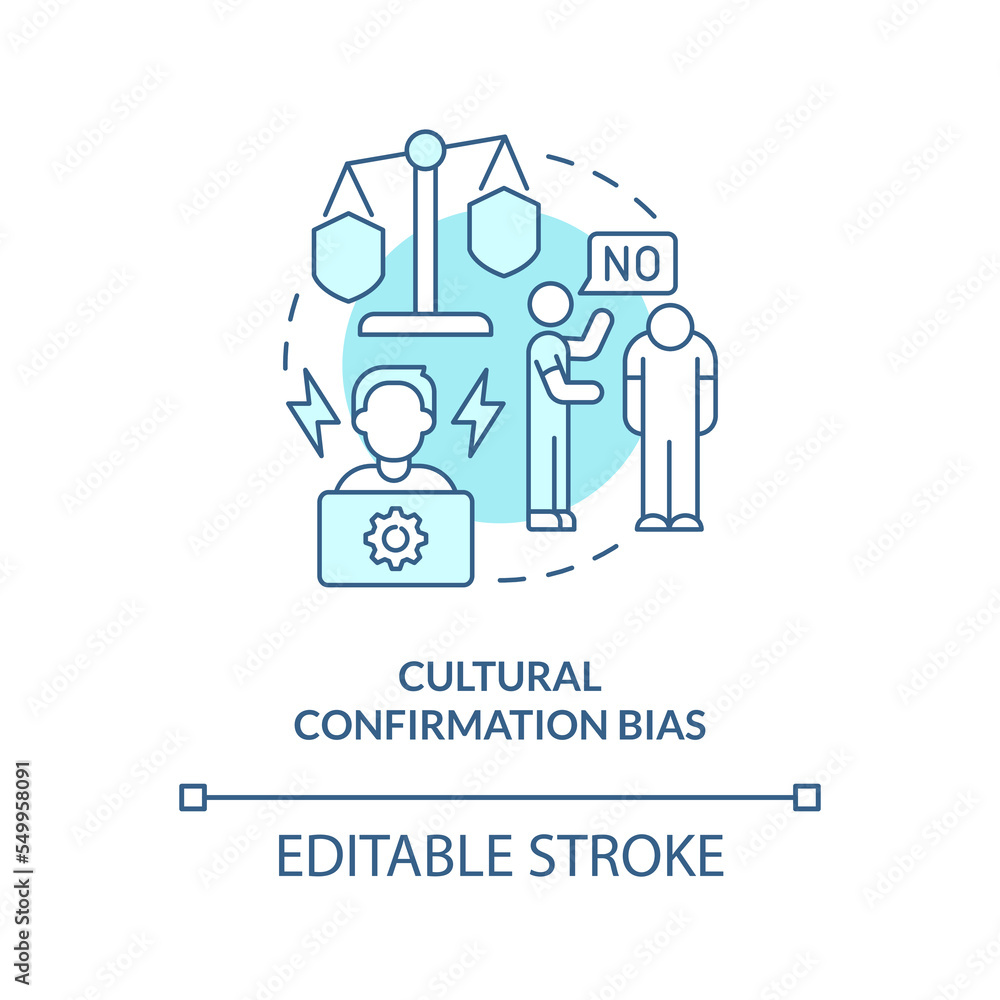 Cultural confirmation bias turquoise concept icon. Unconscious ... Cultural confirmation bias turquoise concept icon. Unconscious ...