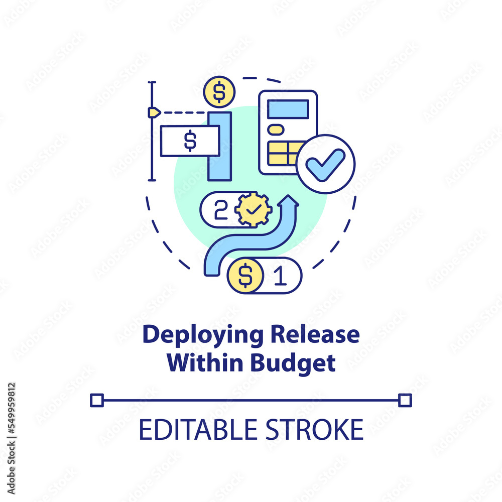 Deploying within budget concept icon. Successful release management kpi ...