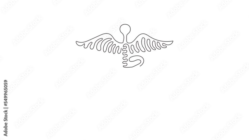 Self drawing animation of single one line draw Caduceus - medical ...