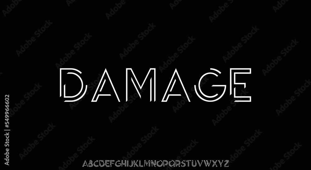DAMAGE Modern Bold Font. Regular Italic Number Typography urban style ...