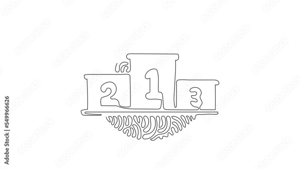Self drawing animation of single line draw winners podium with number ...