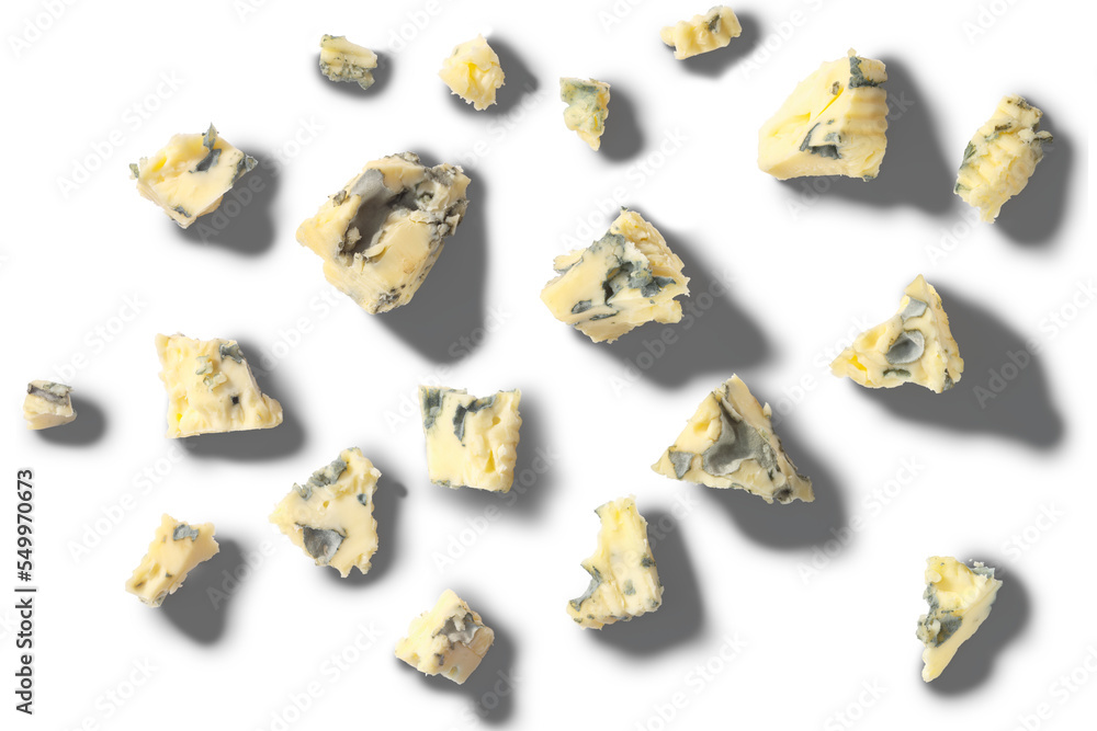 Blue cheese crumbles, top view isolated on white png Stock Photo ...